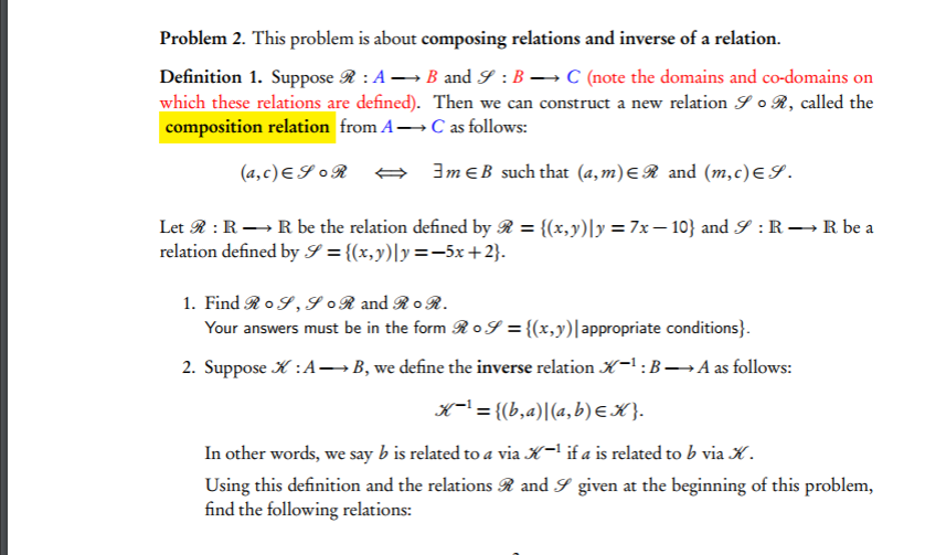 Solved Problem 2. This problem is about composing relations | Chegg.com