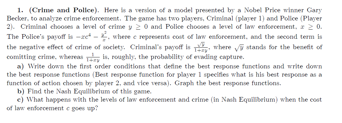 (Crime and Police), Here is a version of a model | Chegg.com