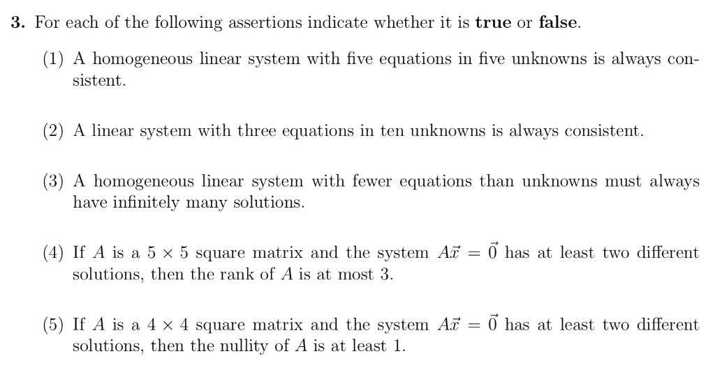 Solved 3. For each of the following assertions indicate | Chegg.com