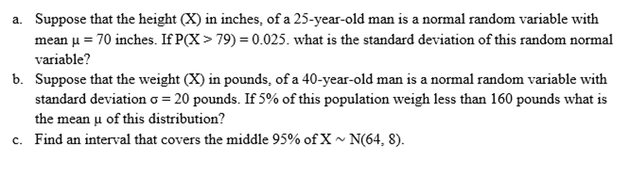 Solved Suppose that the height (X) in inches, of a | Chegg.com