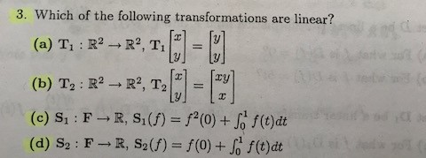 Solved Which of the following transformations are linear? | Chegg.com
