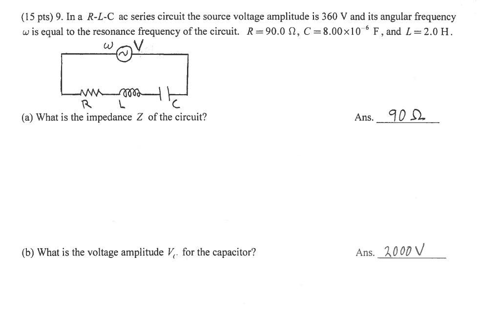 Solved In a R-L-C ac series circuit the source voltage | Chegg.com