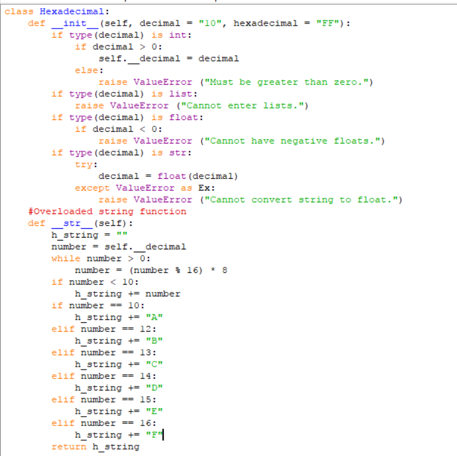Solved class Hexadecimal: def decima! "10", hexadecimal | Chegg.com