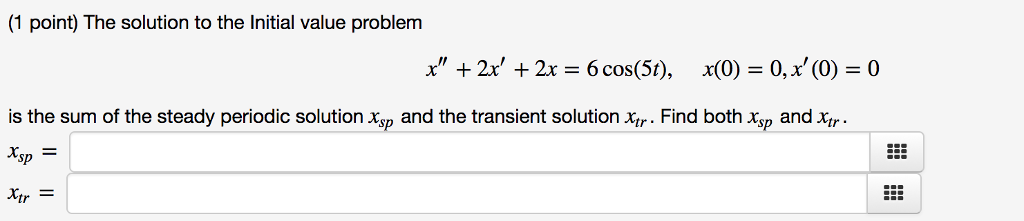 Solved (1 point) The solution to the Initial value problem | Chegg.com