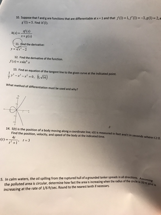 Solved 10. Suppose that f and gare functions that are | Chegg.com