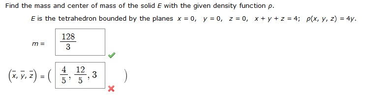 Solved Find the mass and center of mass of the solid E with | Chegg.com