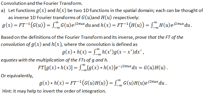 Solved Convolution and the Fourier Transform. Let functions | Chegg.com