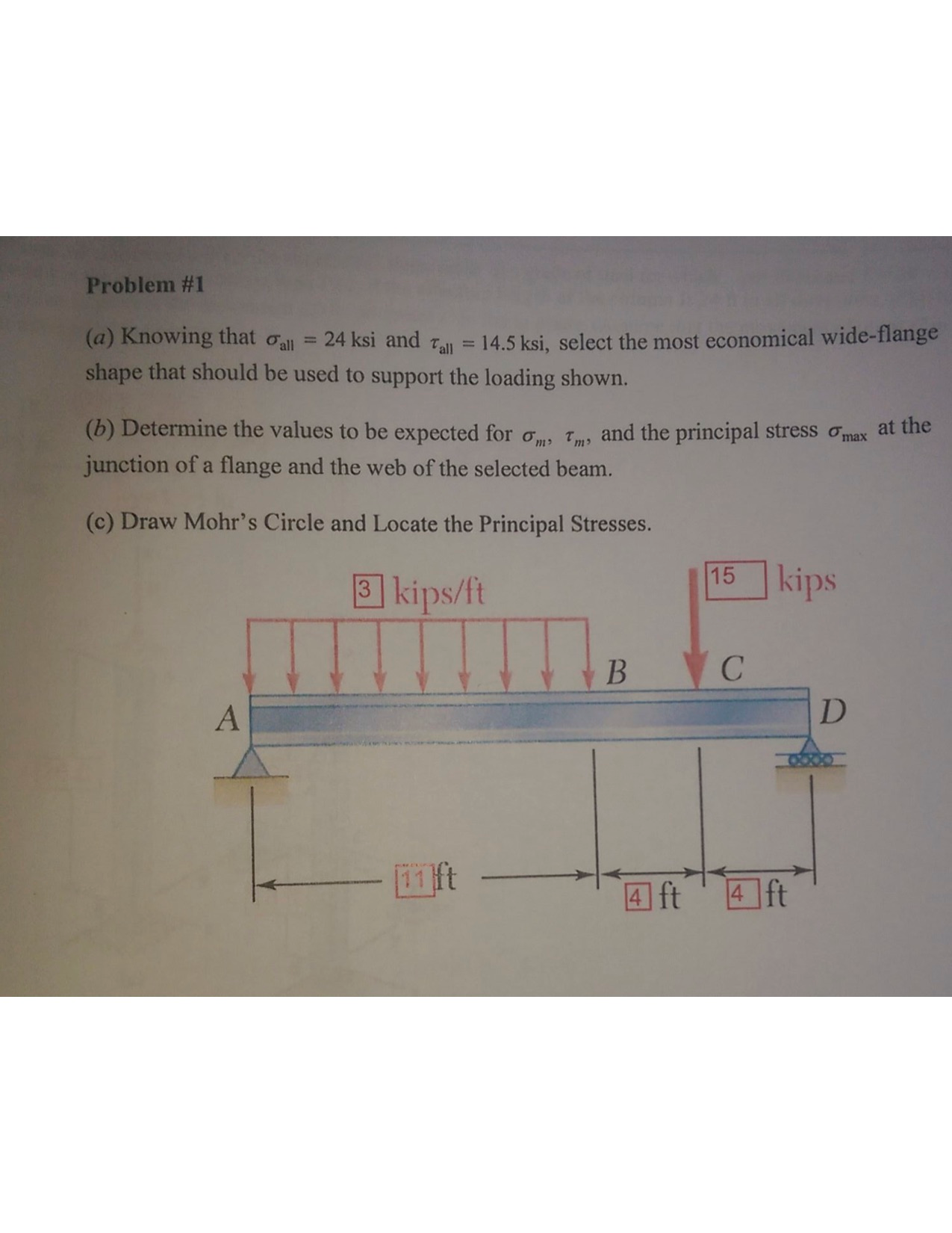 Solved (a)Knowing that sigma all = 24 ksi and Tau all = 14.5 | Chegg.com