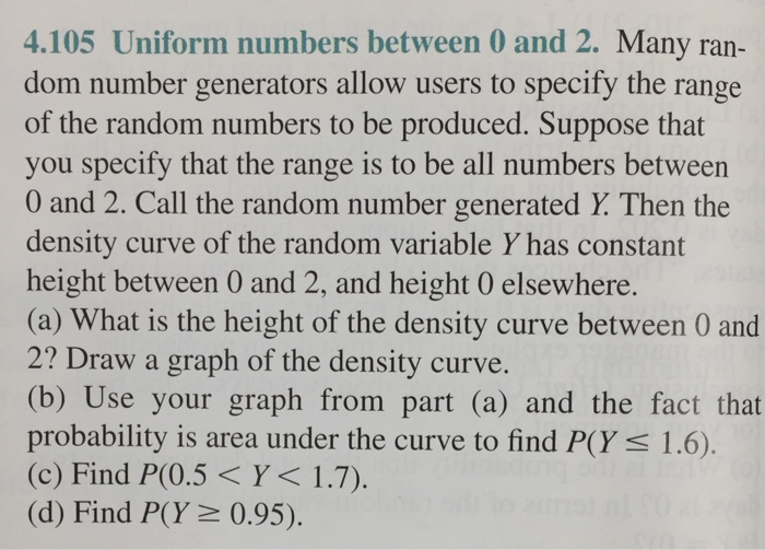 Solved 4.105 Uniform numbers between 0 and 2. Many random | Chegg.com