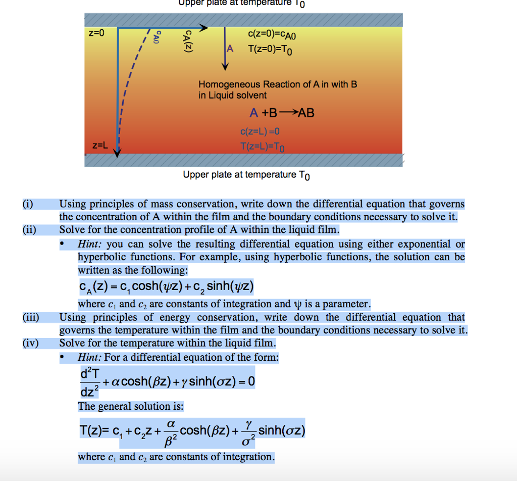 Solved 2. Diffusion, exothermic homogeneous reaction, and | Chegg.com