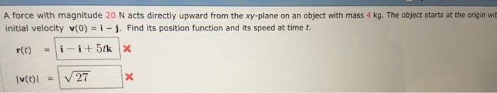 Solved A Force With Magnitude 20 N Acts Directly Upward From