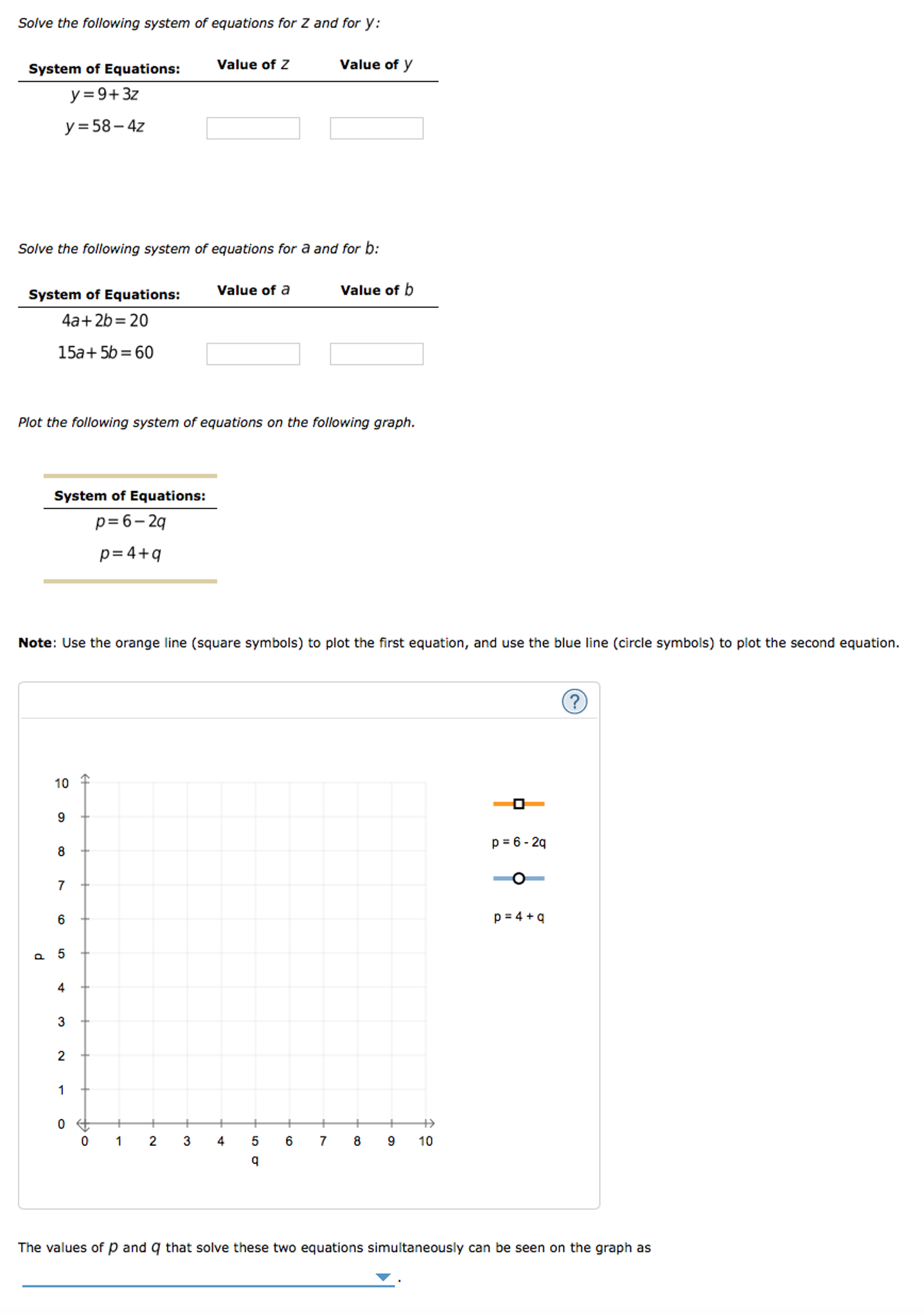 Solved The values of P and q that solve these two | Chegg.com