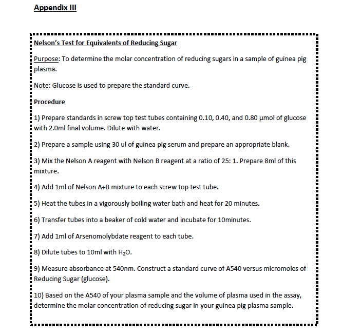 Read the following procedure on Appendix III | Chegg.com