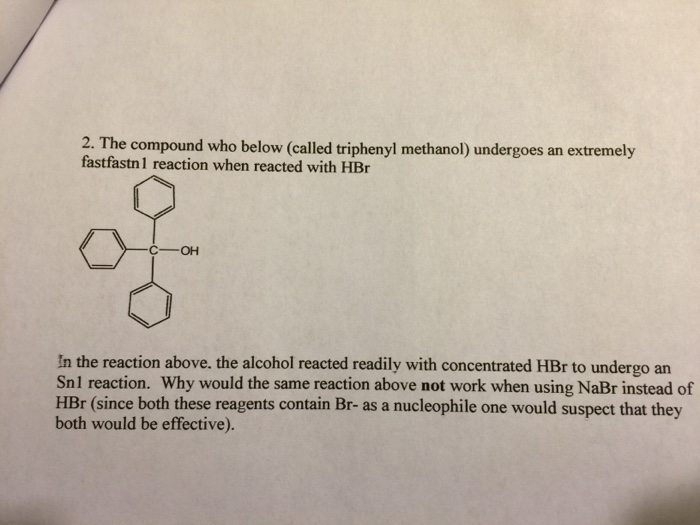 Solved The compound who below (called triphenyl methanol) | Chegg.com