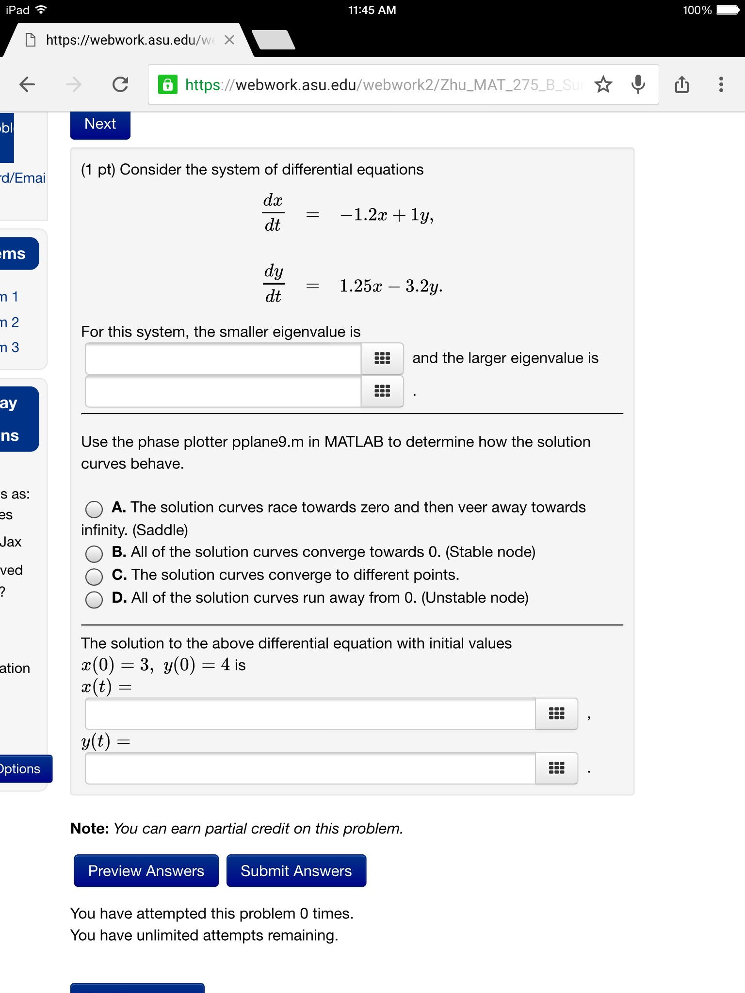 Solved iPad 11:45 AM 100% https://webwork.asu.edu/we X | Chegg.com