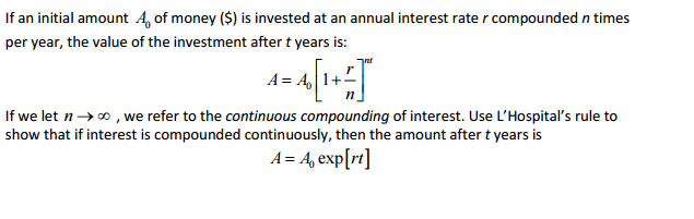 Solved If an initial amount A_0 of money (dollar) is | Chegg.com