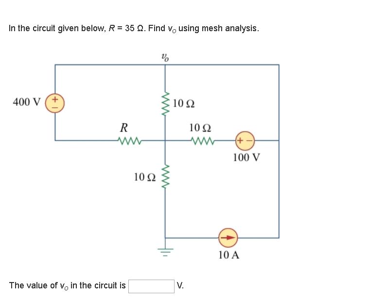 Solved In the circuit given below, R-35 Ω. Find Vo using | Chegg.com