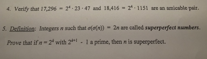 Solved HOMEWORK ON PERFECT, ABUNDANT, AND DEFICIENT NUMBERS | Chegg.com