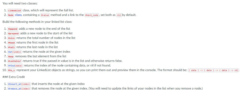 Solved You Will Need Two Classes 1 Linkedlist Class Which