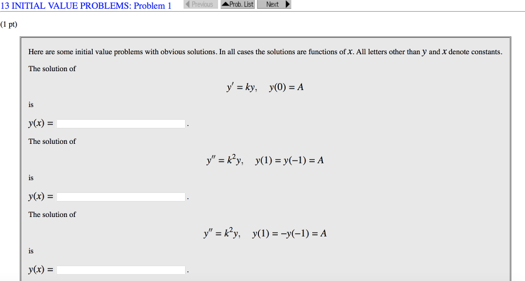 Solved 13 INITIAL VALUE PROBLEMS: Problem 1 Previous AProb. | Chegg.com
