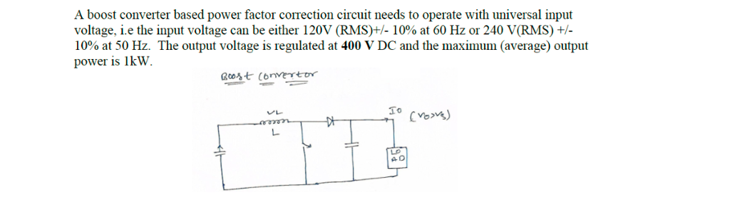 Solved A boost converter based power factor correction | Chegg.com