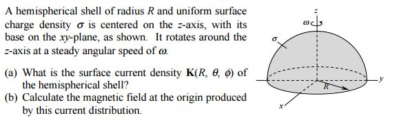 Solved A hemispherical shell of radius R and uniform surface | Chegg.com