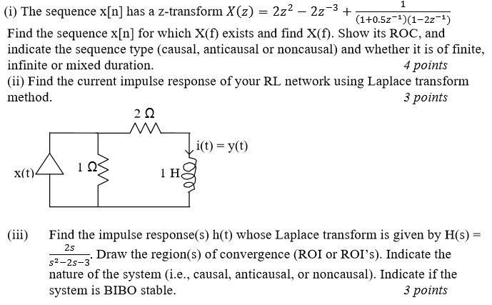 The sequence x[n] has a z-transform X(z) = 2z^2 - | Chegg.com