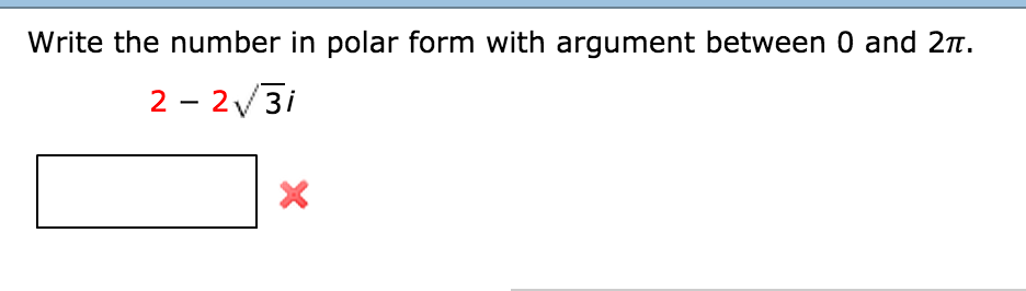 Solved Write the number in polar form with argument between | Chegg.com