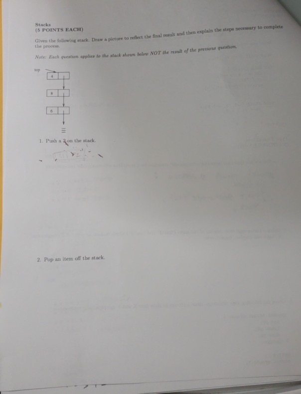 Solved Stacks (5 POINTS EACH) teng stack: Draw a picture to | Chegg.com