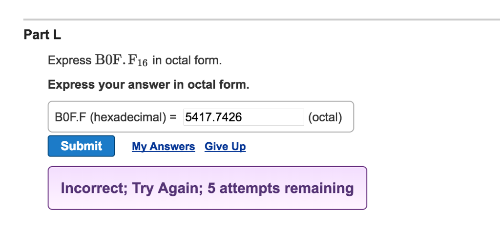Solved Part C Express EA F16 In Octal Form Express Your Chegg