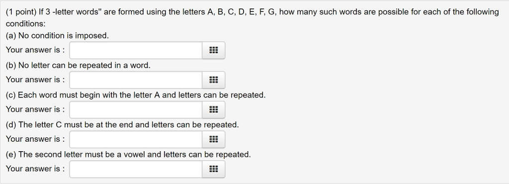 Solved If 3 -letter words" are formed using the letters A, | Chegg.com