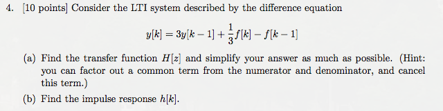 Solved Consider the LTI system described by the difference | Chegg.com