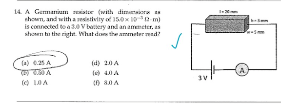 Solved 14. A Germanium resistor (with dimensions as shown, | Chegg.com