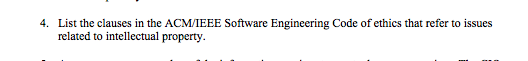 Solved List the clauses in the ACM/IEEE Software Engineering | Chegg.com