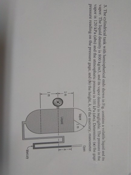 Solved 3. The cylindrical tank with hemispherical ends shown | Chegg.com