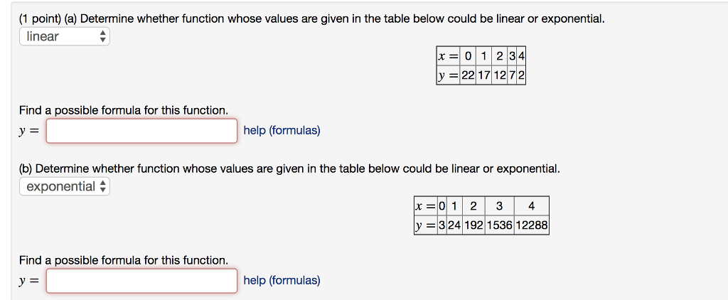 Solved (1 point) (a) Determine whether function whose values | Chegg.com
