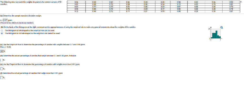 Solved The following data represent the weights (in grams) | Chegg.com