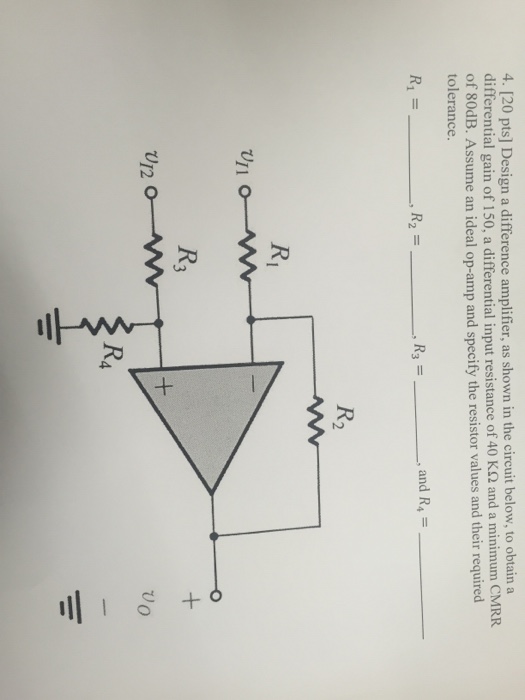 Solved Design a difference amplifier, as shown in the | Chegg.com