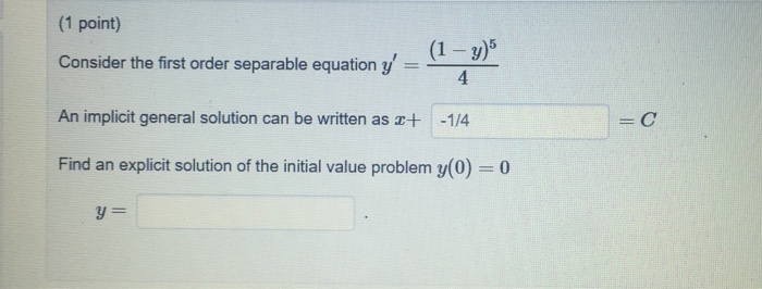 Solved Consider The First Order Separable Equation Y 1