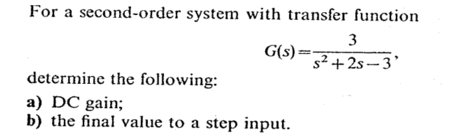 Solved For a second-order system with transfer function | Chegg.com