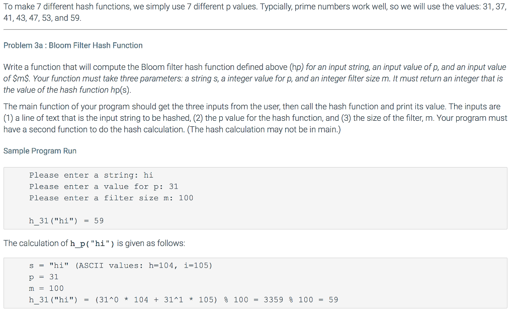 Solved 16.5 Homework 3a Bloom Filter Functions are important | Chegg.com