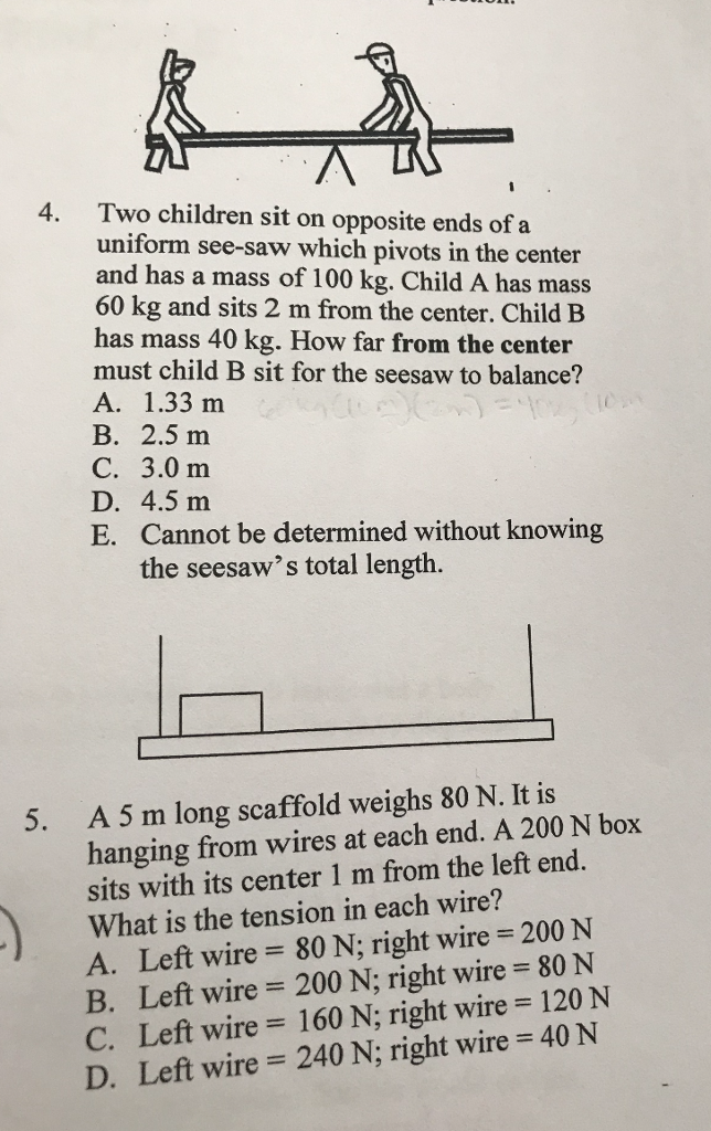 Solved Two children sit on opposite ends of a uniform | Chegg.com