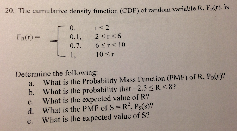 Solved The cumulative density function (CDF) of random | Chegg.com