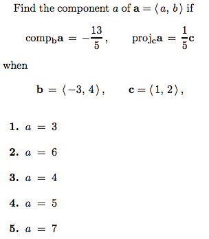 Solved Find the component a of a = (a, b) if compba = - | Chegg.com
