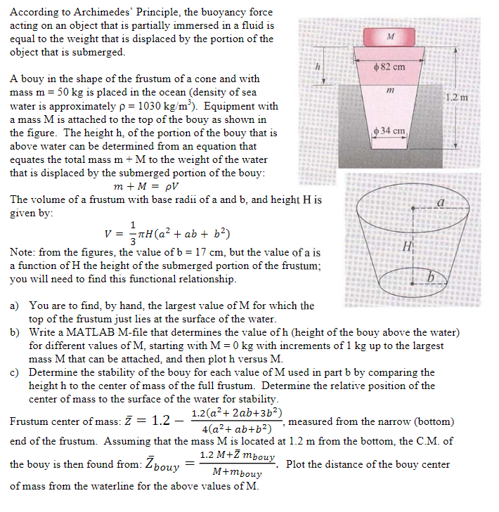 Solved According to Archimedes' Principle, the buoyancy | Chegg.com