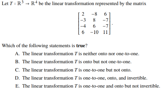 Solved Let T : R3 → R4 be the linear transformation | Chegg.com