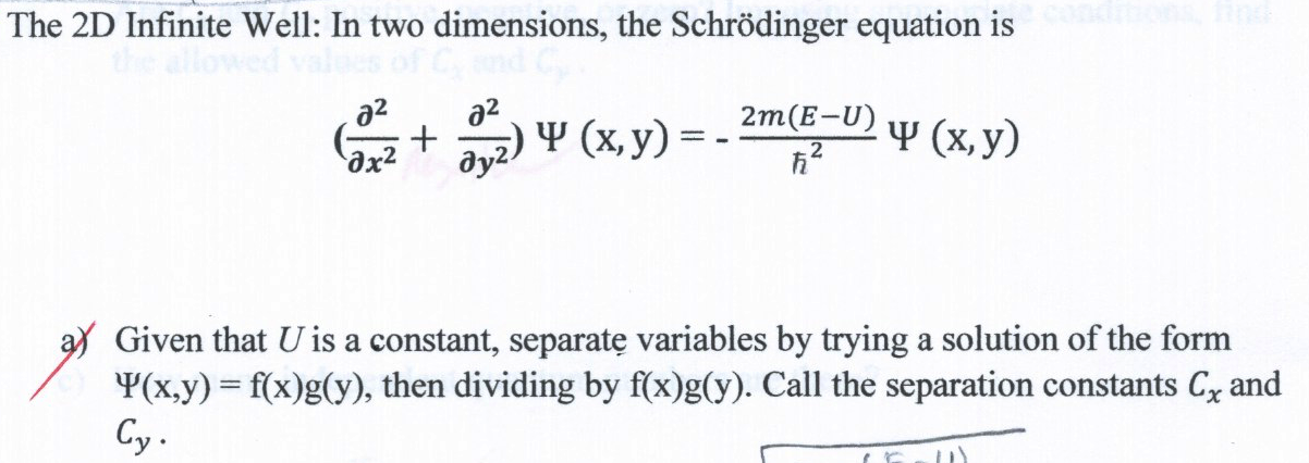 Solved The 2D Infinite Well: In two dimensions, the | Chegg.com