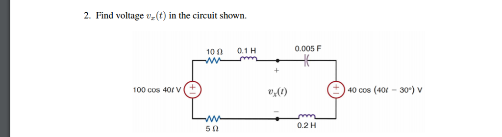 Solved Find voltage v_x(t) in the circuit shown. | Chegg.com