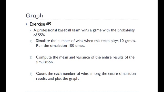 Solved Graph > Exercise #9 A professional baseball team wins | Chegg.com