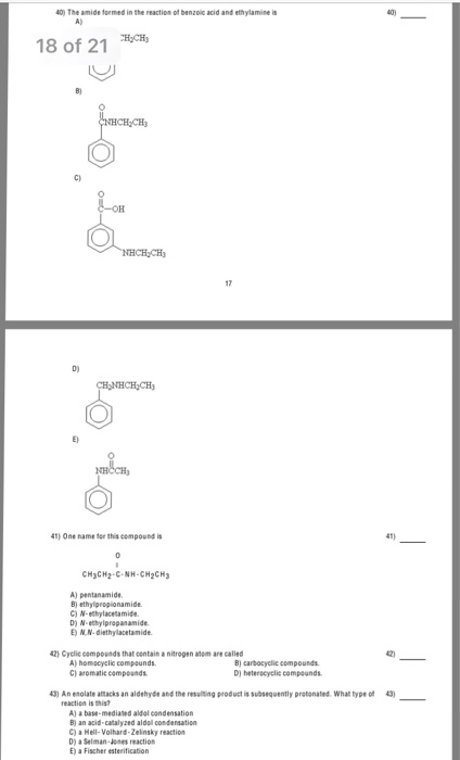 Solved The amide formed in the reaction of benzonic acid and | Chegg.com